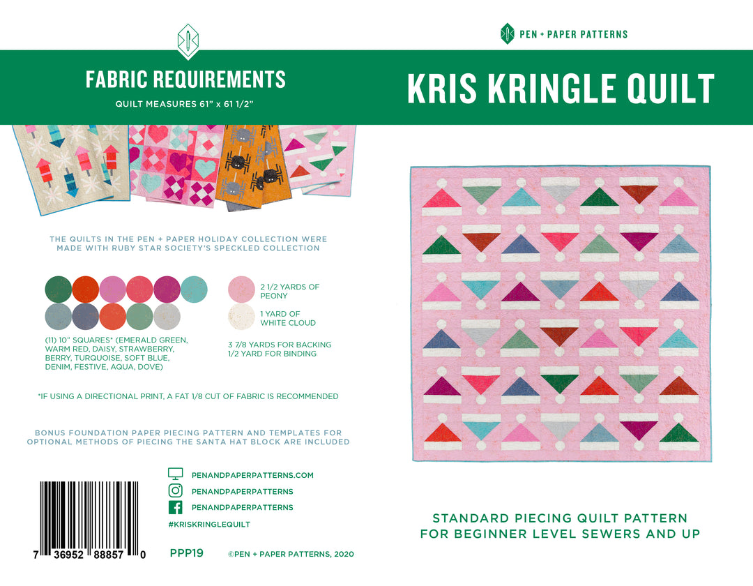 PRINTED Kris Kringle Quilt Pattern – Pen and Paper Patterns