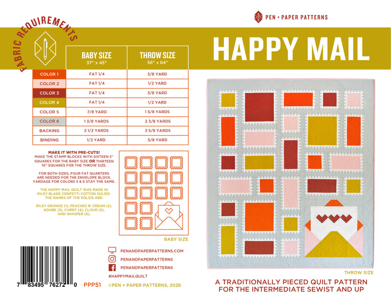 PDF Happy Mail Quilt Pattern – Pen and Paper Patterns