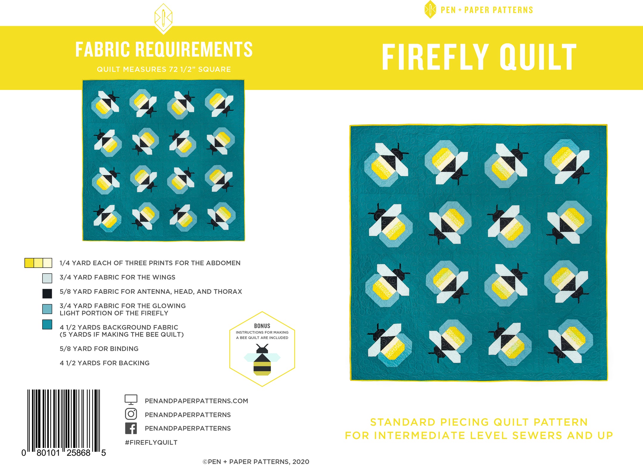 PDF Firefly Quilt Pattern – Pen and Paper Patterns