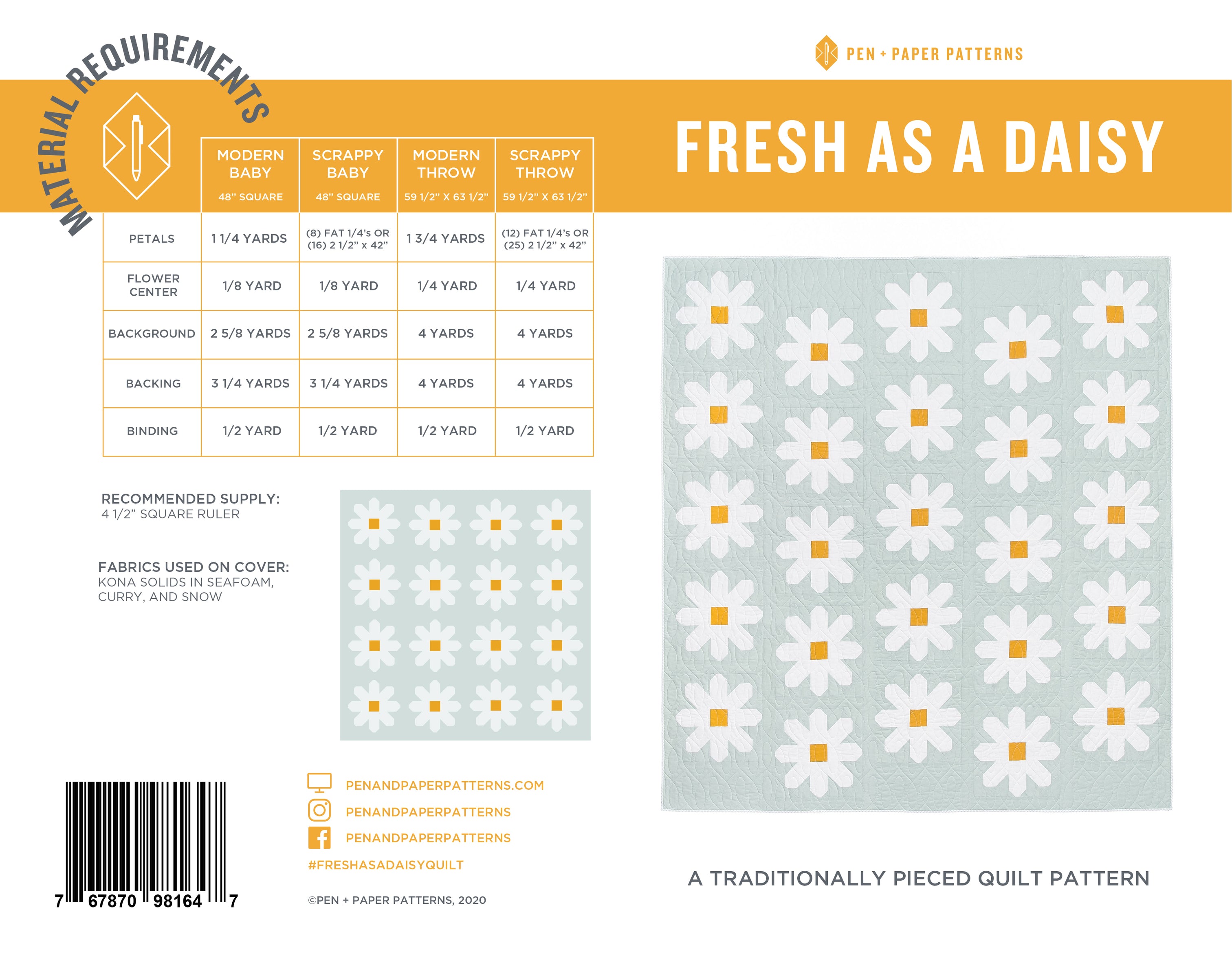 PDF Fresh as a Daisy Quilt Pattern – Pen and Paper Patterns