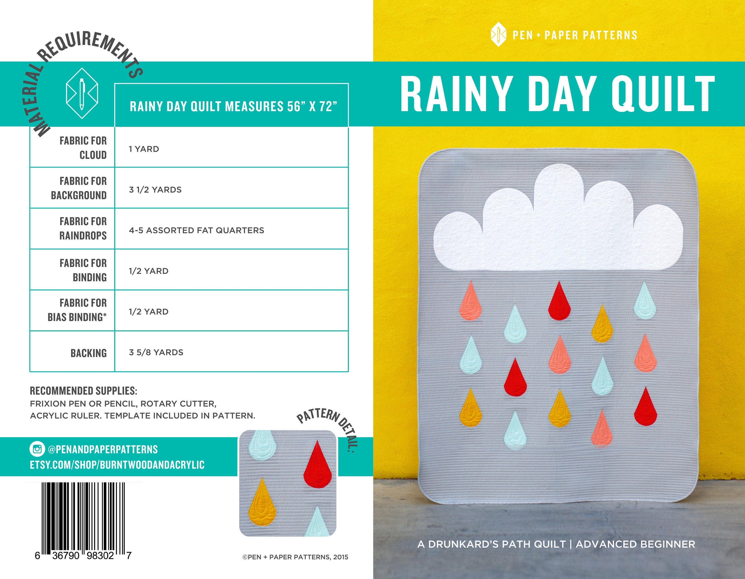 PDF Rainy Day Quilt Pattern – Pen and Paper Patterns