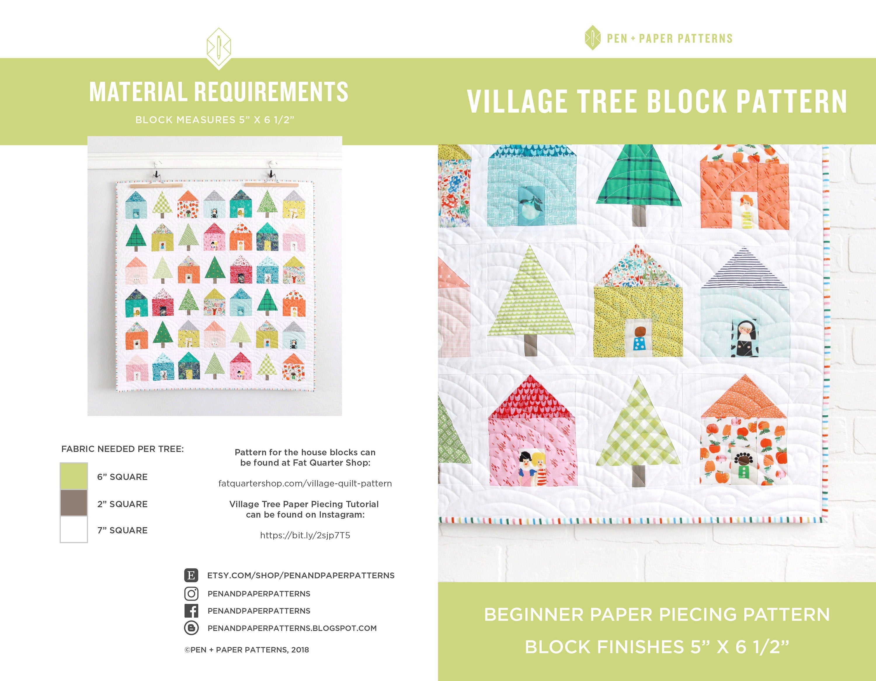 PDF Village Tree Block Pattern – Pen and Paper Patterns